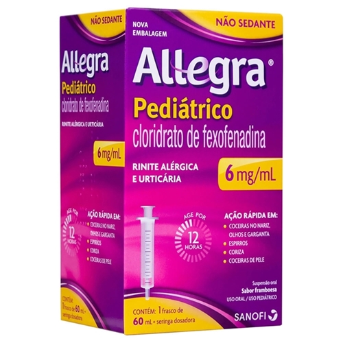 Allegra Pediátrico 6mg/mL, caixa com 1 frasco com 60mL de suspensão de ...
