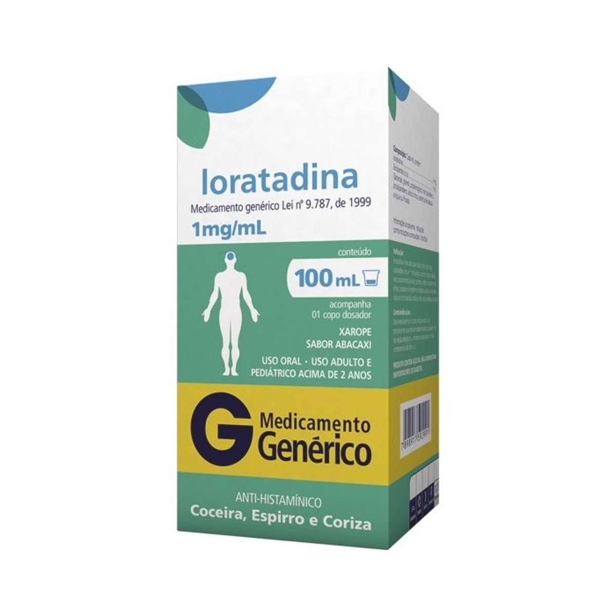Loratadina Mariol 1mg/mL, caixa com 1 frasco com 100mL de xarope + copo ...