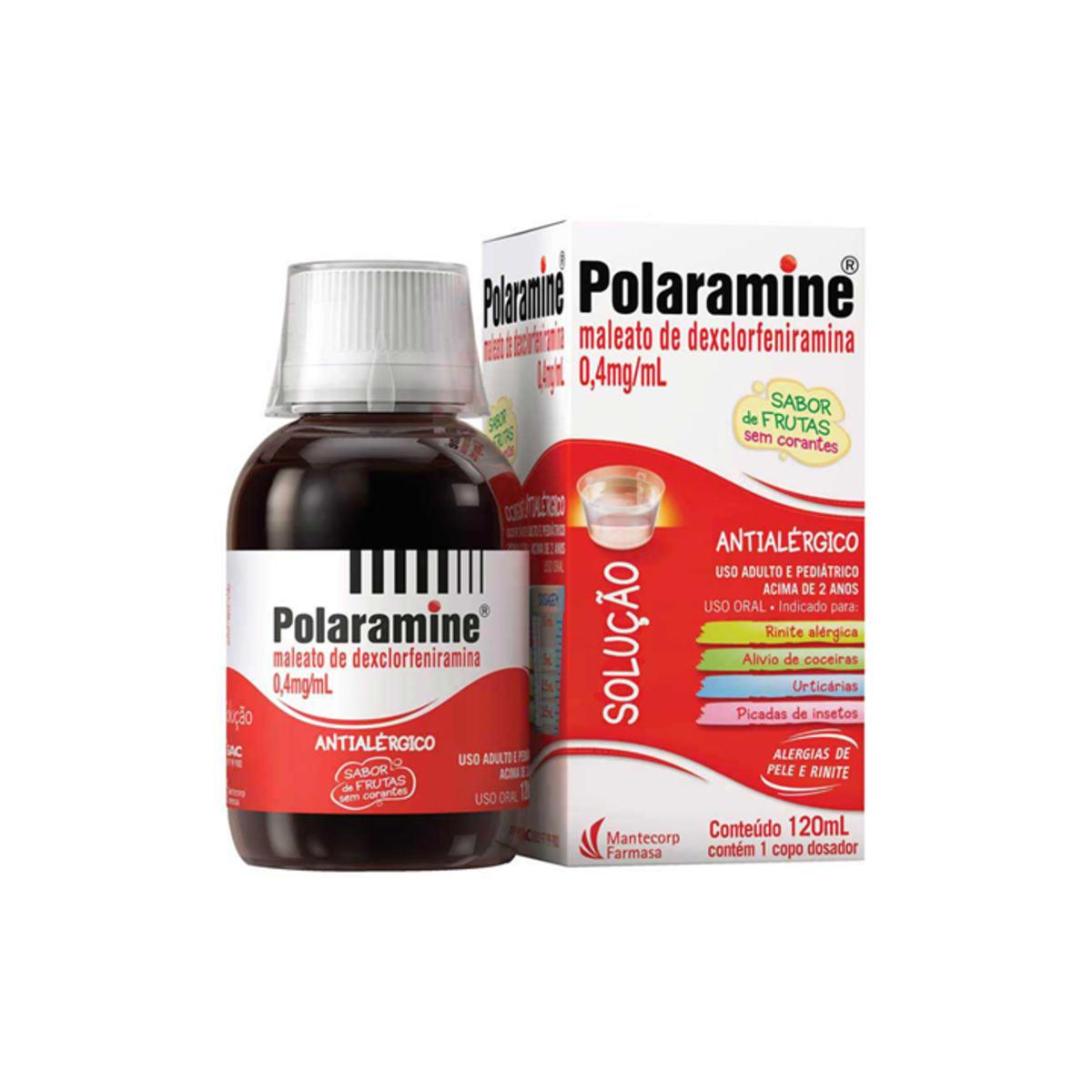 Polaramine Solução Oral 0,4mg/mL, caixa com 1 frasco com 120mL de ...