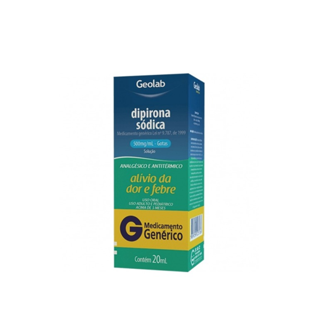 Dipirona Sódica Gotas Geolab 500mg/mL, caixa com 1 frasco gotejador com ...