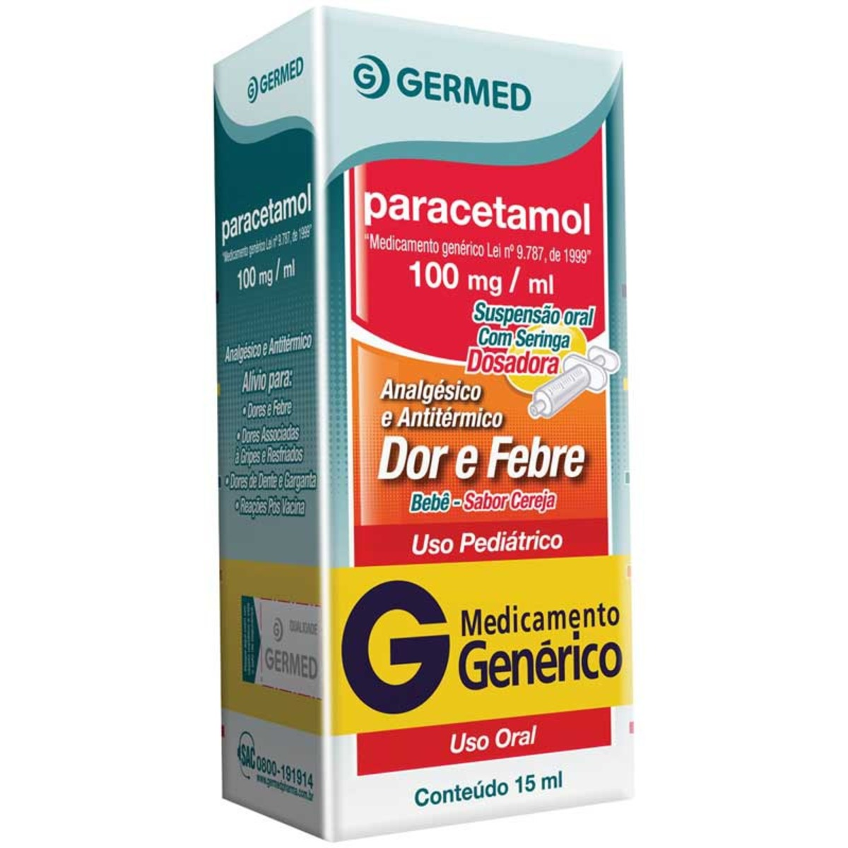 Paracetamol Germed Pharma 100mg/mL, caixa com 1 frasco com 15mL de ...