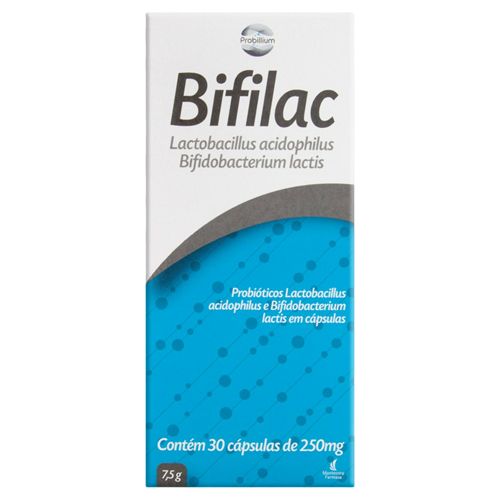 Bifilac 250mg, caixa com 30 cápsulas - Bifilac 250mg, caixa com 30 cápsulas - MANTECORP FARMASA