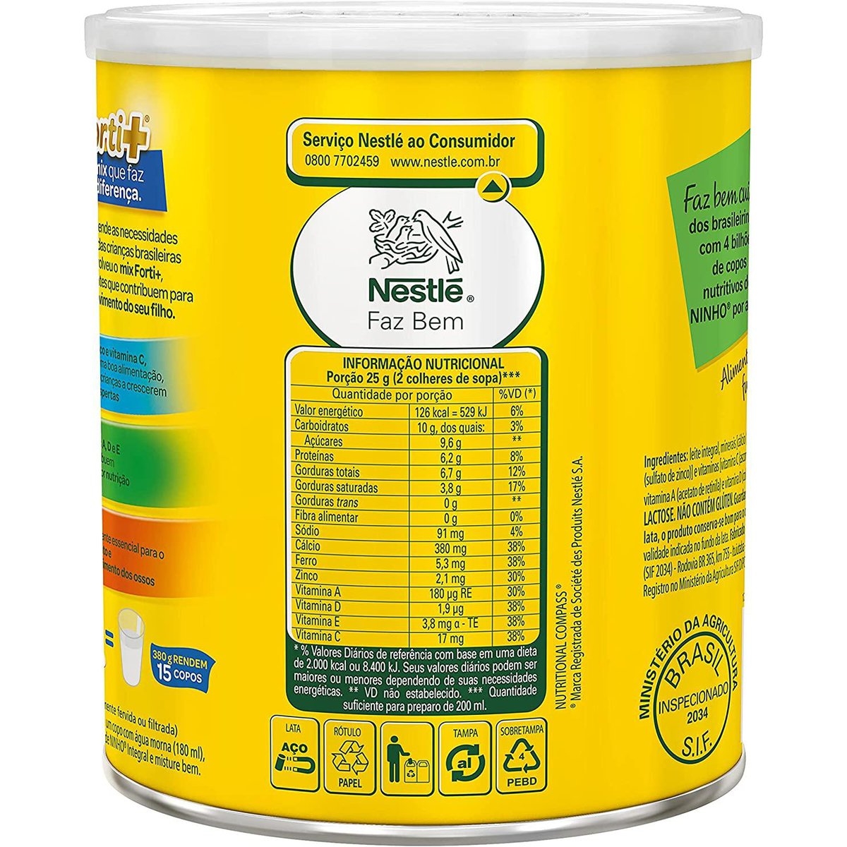 LEITE EM PÓ NINHO INTEGRAL LATA 380g - LEITE EM PÓ NINHO INTEGRAL LATA ...