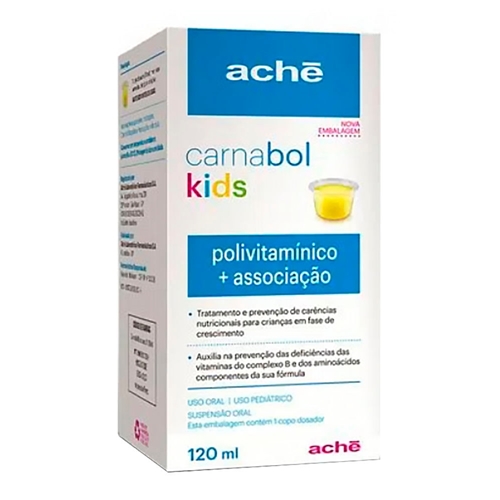 CARNABOL KIDS SUSPENSAO 120ML x 1 - ACHE - Carnabol Kids caixa com 1 ...