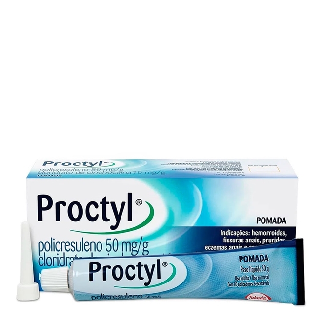 Proctyl 50mg/g + 10mg/g, caixa com 1 bisnaga com 30g de pomada de uso ...