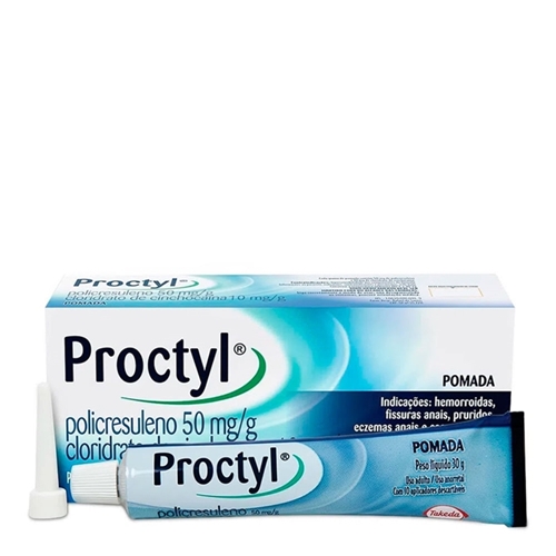 Proctyl 50mg/g + 10mg/g, caixa com 1 bisnaga com 30g de pomada de uso ...