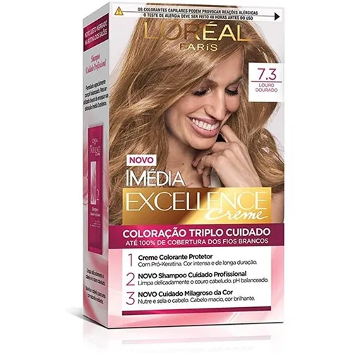 Tintura L'Oréal Imédia Excellence Creme nº 7.3 louro dourado - Tintura ...