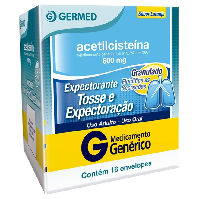 Acetilcisteína Germed Pharma 600mg/g, caixa com 16 envelopes com 5g de ...