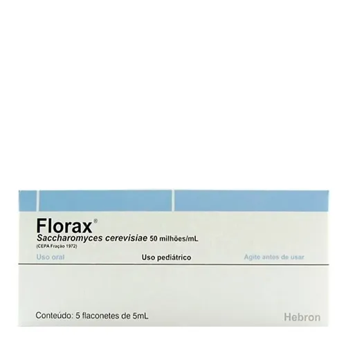 Florax 50 milhões/mL, caixa com 5 flaconetes com 5mL de suspensão de ...