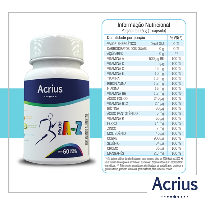 Acrius A-Z 60 CAPS - Multivitamínico / Polivitamínico - Acrius A-Z 60 CAPS - Multivitamínico ...