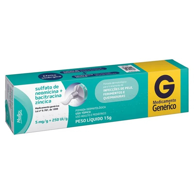 Sulfato de Neomicina + Bacitracina Zíncica Medley 5mg/g + 250UI/g ...