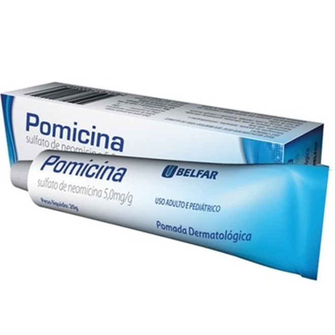 Pomicina 5mg/g, caixa com 1 tubo com 20g de pomada de uso dermatológico ...